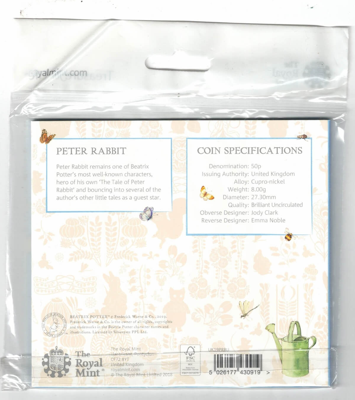 2019 Royal Mint Fifty Pence Peter Rabbit Coin | Dorset Coin Company