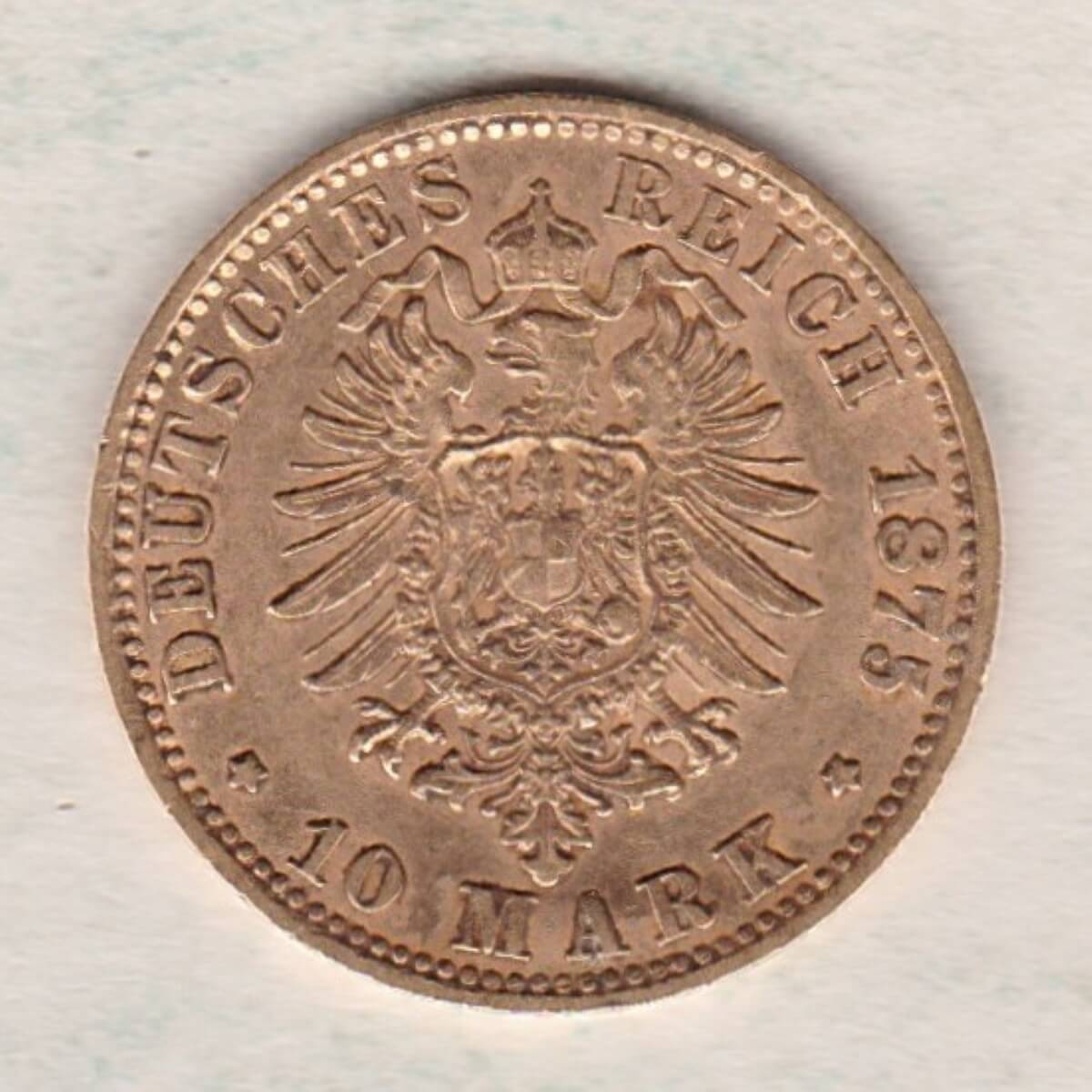 1875 D Germany Gold Ten Mark | Dorset Coin Company